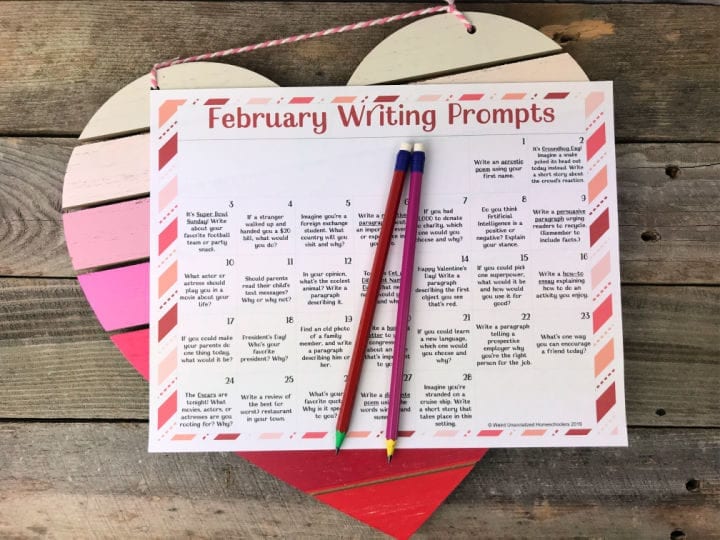 February Writing Prompt Calendar {FREE PRINTABLE} - Weird, Unsocialized ...